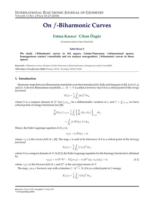 Pdf On F Biharmonic Curves Pdf On F Biharmonic Curves