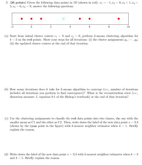 Solved 2 26 Points Given The Following Data Points In 1D Chegg Com