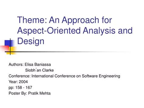 PPT Theme An Approach For Aspect Oriented Analysis And Design PowerPoint Presentation ID