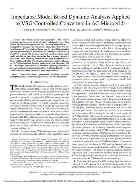 Pdf Impedance Model Based Dynamic Analysis Applied To Vsg Controlled