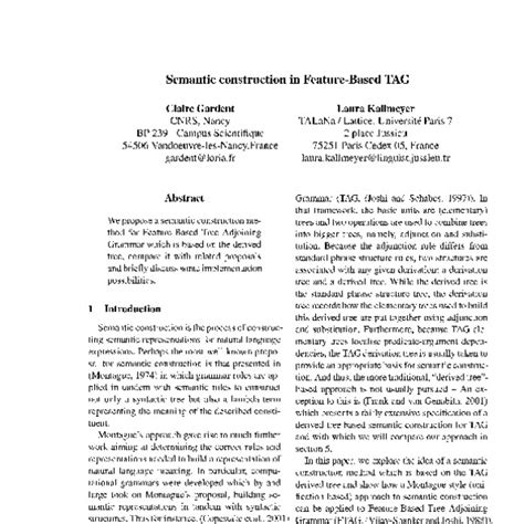 Semantic Construction In F Tag Acl Anthology