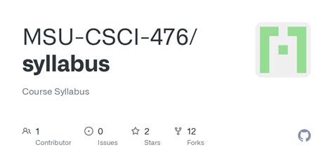 GitHub MSU CSCI 476 Syllabus Course Syllabus
