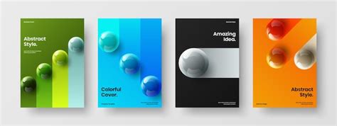 Premium Vector Colorful 3d Spheres Journal Cover Layout Bundle