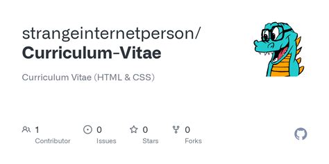 Github Strangeinternetpersoncurriculum Vitae Curriculum Vitae Html And Css