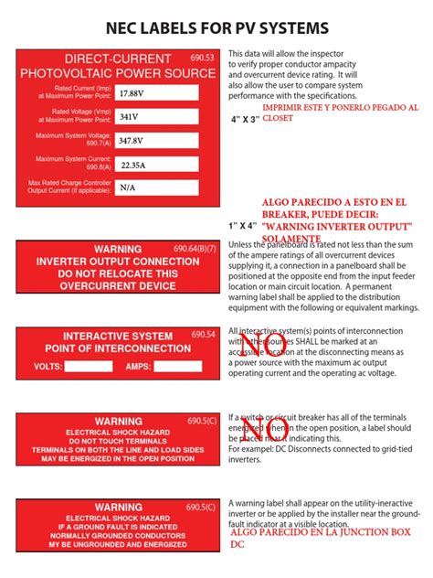 Nec Pv Systems Labels Pdf