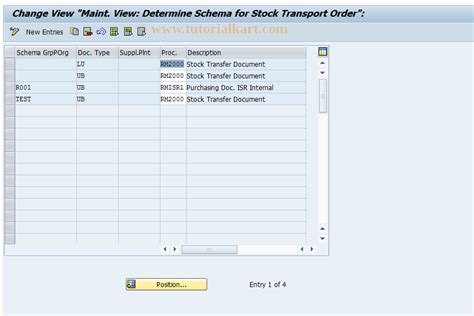 OMFZ SAP Tcode C MM PUR Stock Transfer Schema