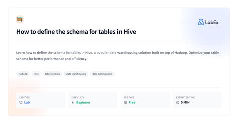 How To Define The Schema For Tables In Hive Labex