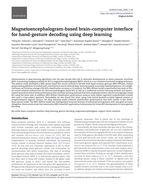 Pdf Magnetoencephalogram Based Braincomputer Interface For Hand