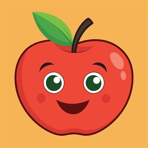 Desenho Animado De Frutas De Maçã Vesctor Design De Ilustração Vetor Premium Gerado Com Ia