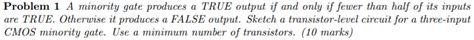 Solved Problem A Minority Gate Produces A TRUE Output If Chegg