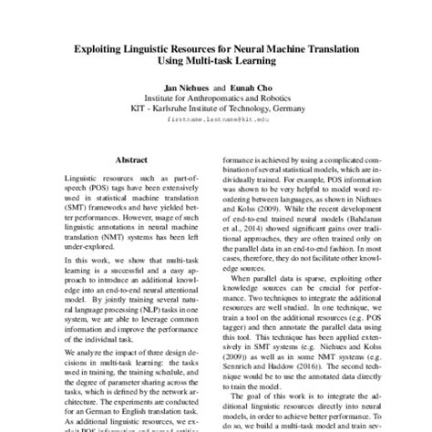 Exploiting Linguistic Resources For Neural Machine Translation Using