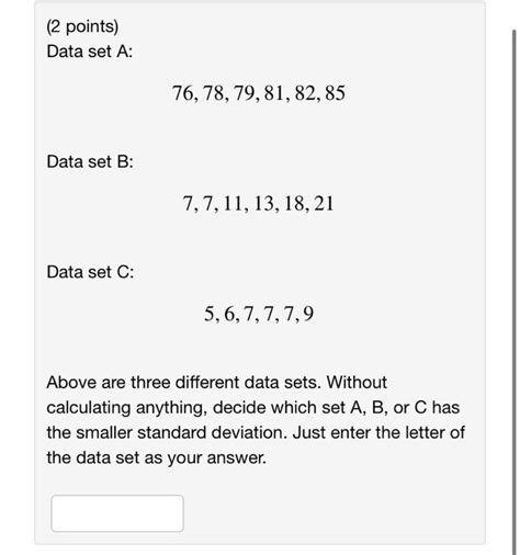 solved 2 points data set a 76 78 79 81 82 85 data