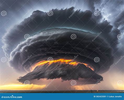Supercell Storm In Tornado Alley Stock Illustration Illustration Of Disaster Power 302423301