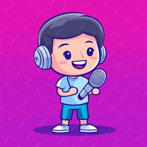 Cute Voice Actor Recording Script Vector Premium Ai Generated Vector