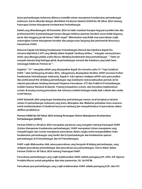 Smkp Implementation In Indonesian Mining Sector Pdf