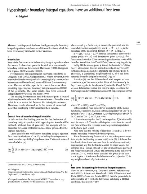 Pdf Hypersingular Boundary Integral Equation Have Additional Free Term