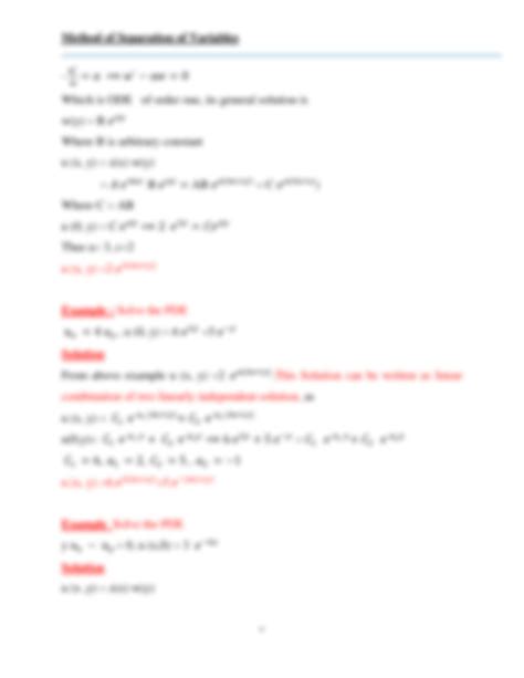 Solution Method Of Separation Of Variables Studypool