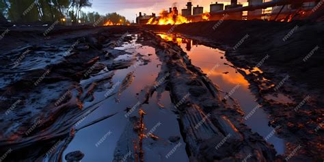 Premium Photo Environmental Impacts Of Black Crude Sludge Disposal