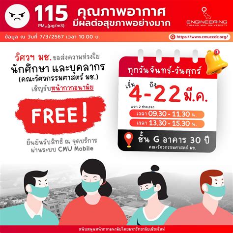 ขอเชิญนักศึกษาและบุคลากรคณะวิศวกรรมศาสตร์ มช ลงทะเบียนรับหน้ากากอนามัย