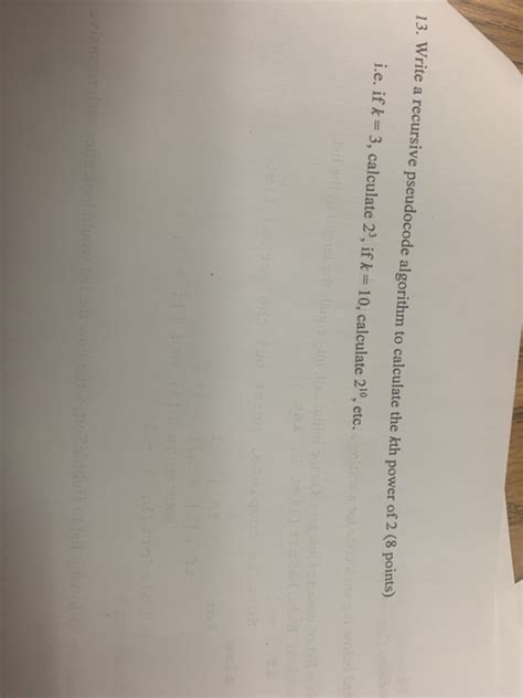 Solved 13 Write A Recursive Pseudocode Algorithm To