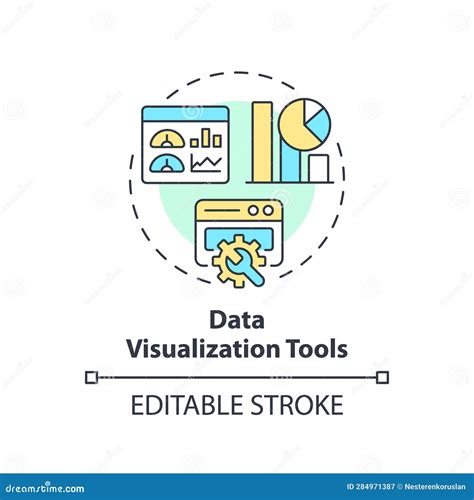 2d Data Visualization Tools Concept Linear Icon Stock Vector Illustration Of Modern Editable