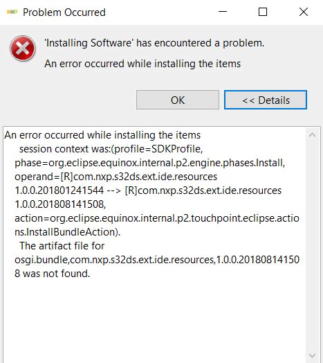 installing software has encountered a problem nxp community