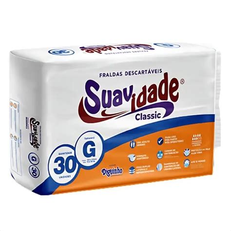 Fralda Geriátrica Suavidade Classic G C30 Unidades Fraldas E Cia