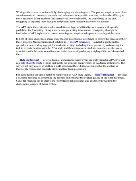 Apa Style Thesis Structure Pdf Apa Style Thesis