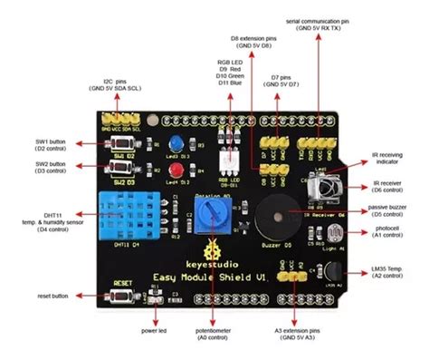multi shield buzzer ldr dht11 rgb lm35d for arduino uno r3 à venda em