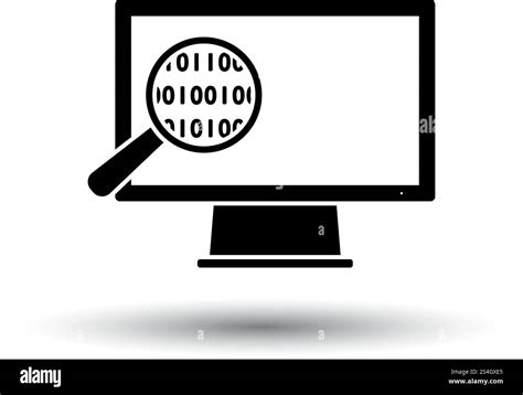 Data Analysing Icon Black On White Background With Shadow Vector