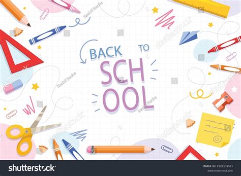 Back School Background Set Different School Stock Vector Royalty Free