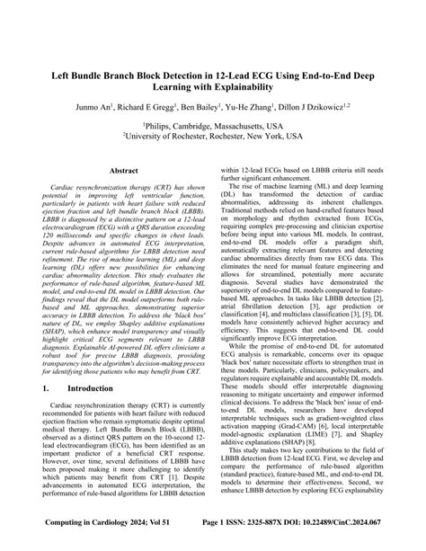 Pdf Left Bundle Branch Block Detection In 12 Lead Ecg Using End To
