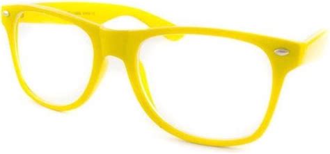 Freaky Glasses® Wayfarer Nerd Bril Zonder Sterkte Geel Nerdbril Bol