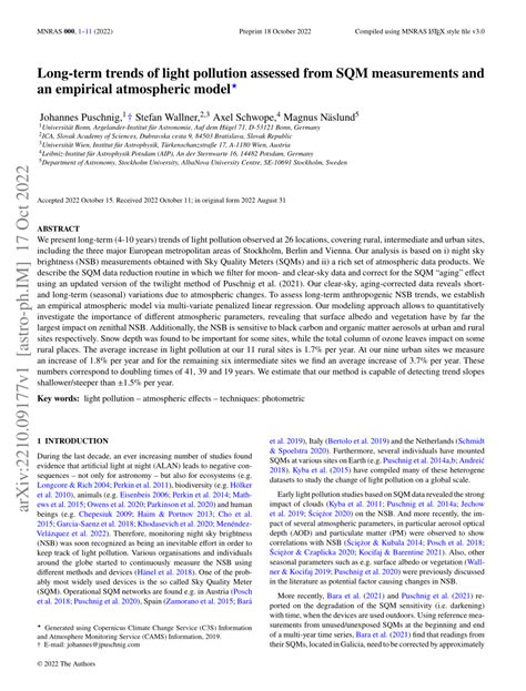 Pdf Long Term Trends Of Light Pollution Assessed From Sqm Measurements And An Empirical