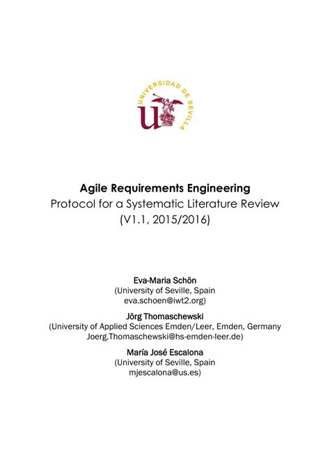 pdf agile requirements engineering protocol for a systematic