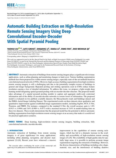 Pdf Automatic Building Extraction On High Resolution Remote Sensing Imagery Using Deep