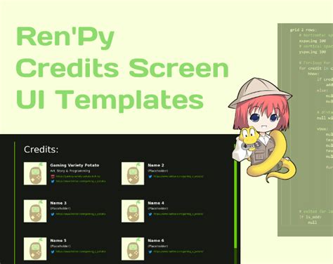 Small Fix In The PDF Ren Py Credits Screen UI Templates By Gaming Variety Potato