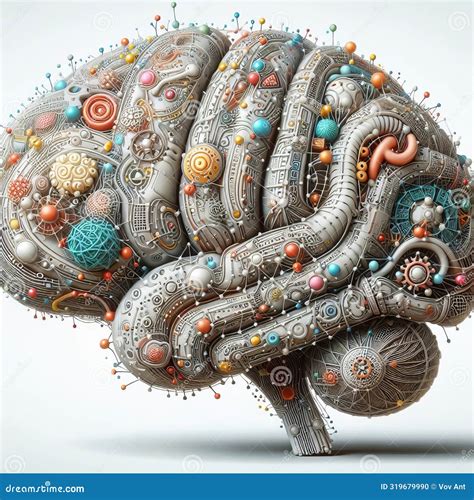 A Stylized Brain With Interconnected Neural Networks Stock Photo
