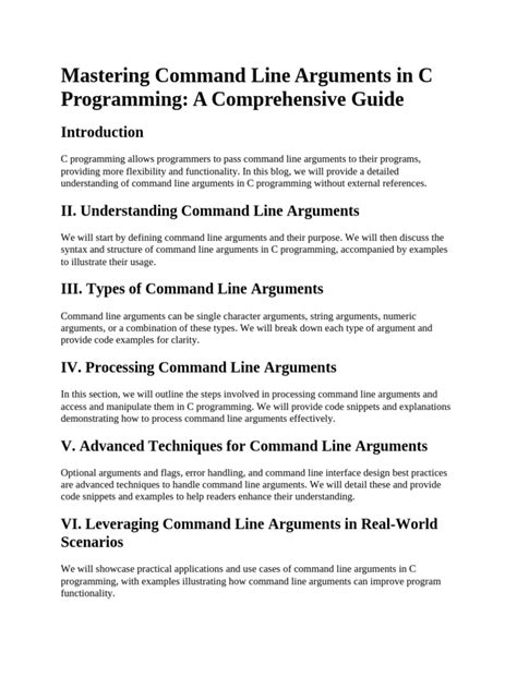 Mastering Command Line Arguments In C Programming A Comprehensive Guide Pdf Command Line