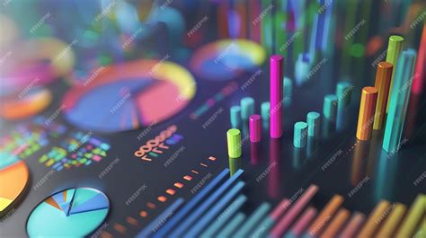 abstract colorful bar graph and pie charts representing data and