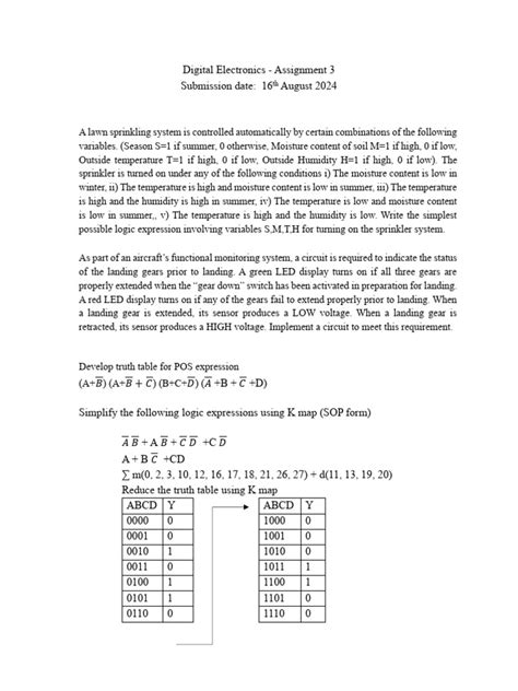 Assignment 3 Minimization Using K Map Pdf Humidity Digital Electronics