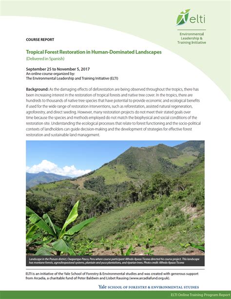 Tropical Forest Restoration In Human Dominated Landscapes Delivered In