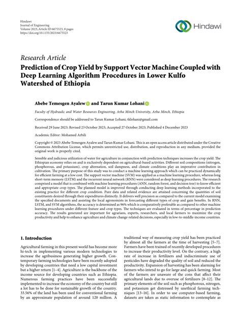 Pdf Prediction Of Crop Yield By Support Vector Machine Coupled With Deep Learning Algorithm