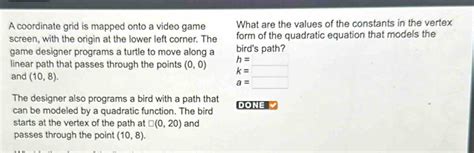 Solved A Coordinate Grid Is Mapped Onto A Video Game What Are The