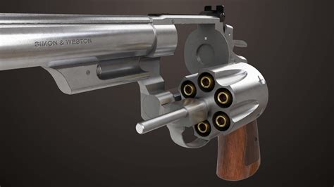 revolver 01 silver all pbr unity ue textures 3d model by eight vertex