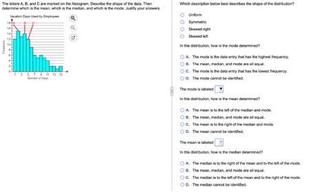 Solved The Letters A B And C Are Marked On The Histogram