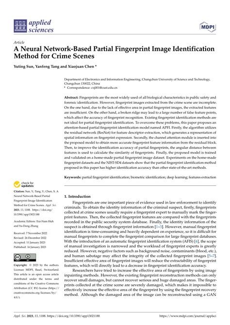 Pdf A Neural Network Based Partial Fingerprint Image Identification Method For Crime Scenes