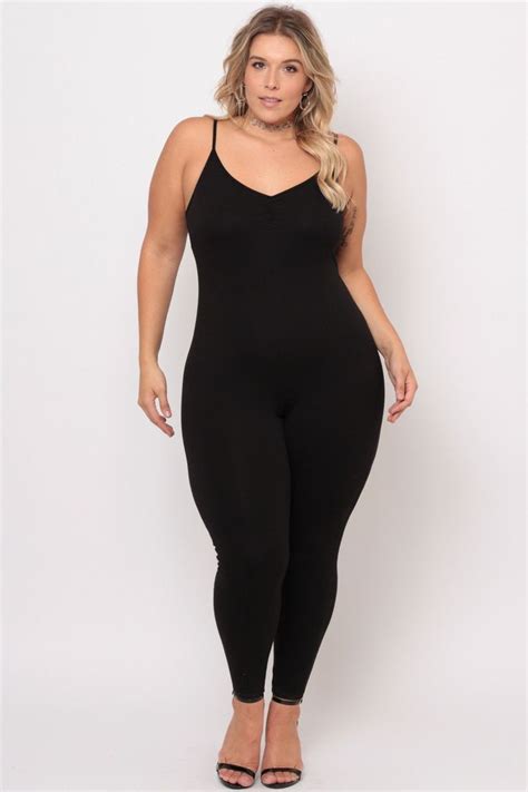 This Plus Size Stretch Knit Jumpsuit Features A Sleeveless Design A