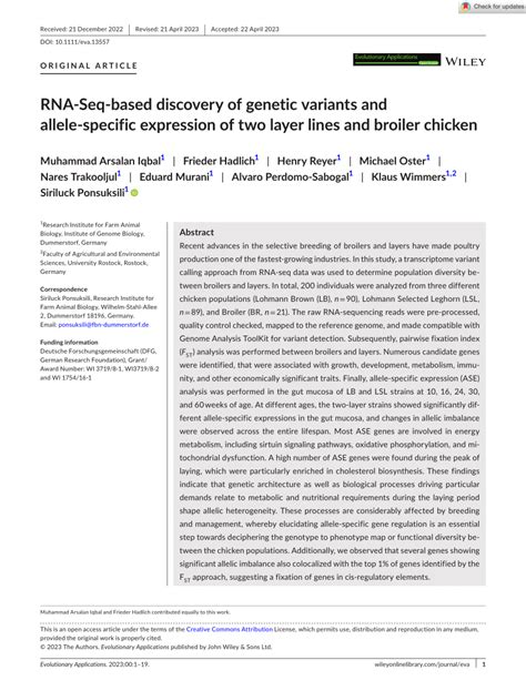 Pdf Rna‐seq‐based Discovery Of Genetic Variants And Allele‐specific Expression Of Two Layer