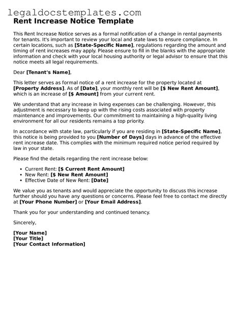 Free Rent Increase Letter Forms ≡ Simple Pdf Template